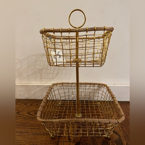 BeHome | Storage & Organization | Nwt Gold Wire 2 Tiered Wire Basket ...